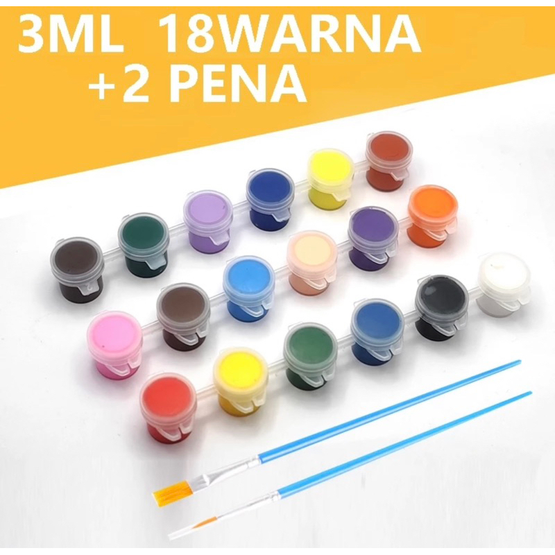 Jual 1 SET CAT LUKIS AKRILIK MINI UKURAN 3ML ISI 6, 12 DAN 18 WARNA ...