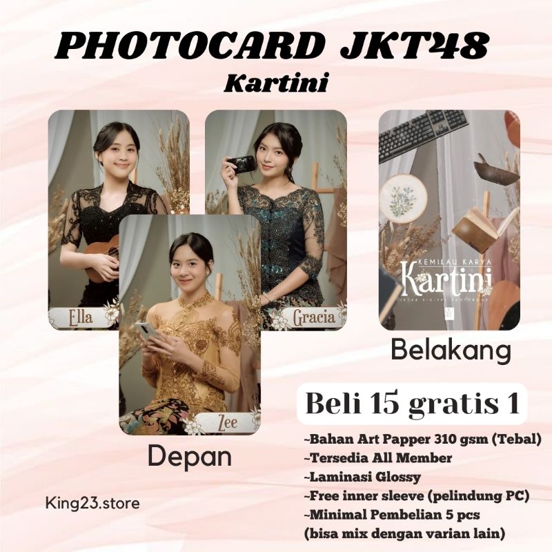 Jual PC JKT48, Photocard JKT48 Unofficial/Fanmade Edisi Kartini,Zee,Shani,Gracia,Marsha,Chika ...