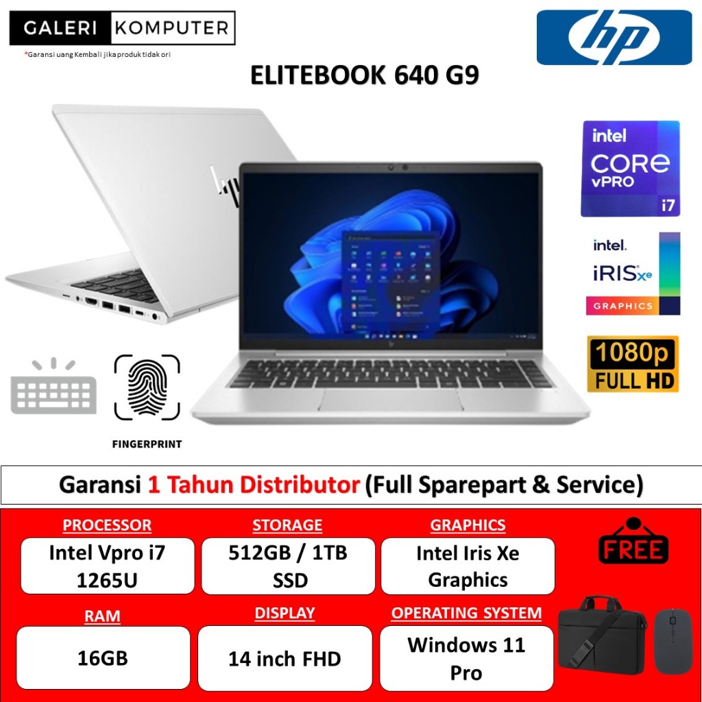 Jual Laptop HP Elitebook 640 G9 Intel Vpro i7 1265U 16GB 512GB SSD FHD ...