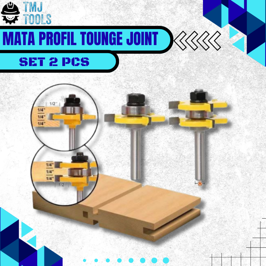 Jual Mata Bor Kayu Drill Bit Tongue and Groove Joint Assembly 8mm 2 PCS ...