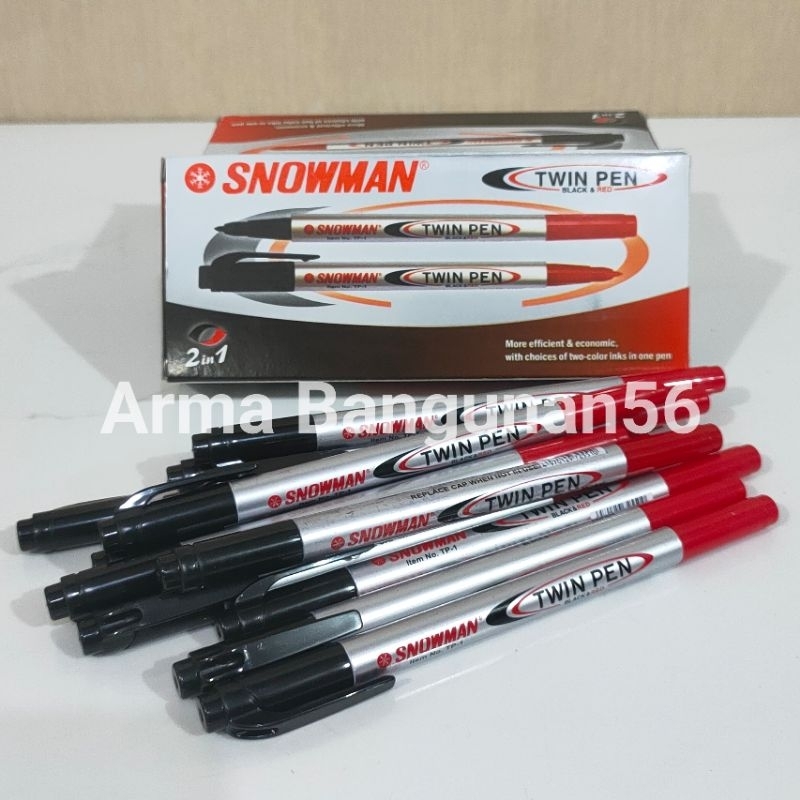 Jual Spidol Twin Pen Merah Hitam / Spidol Snowman / Marker Dua Sisi ...