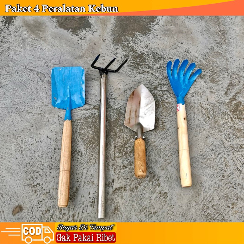 Jual Paket 4 Alat Kebun/Taman Sekop Garpu Taman Garuk Tangan Serok ...