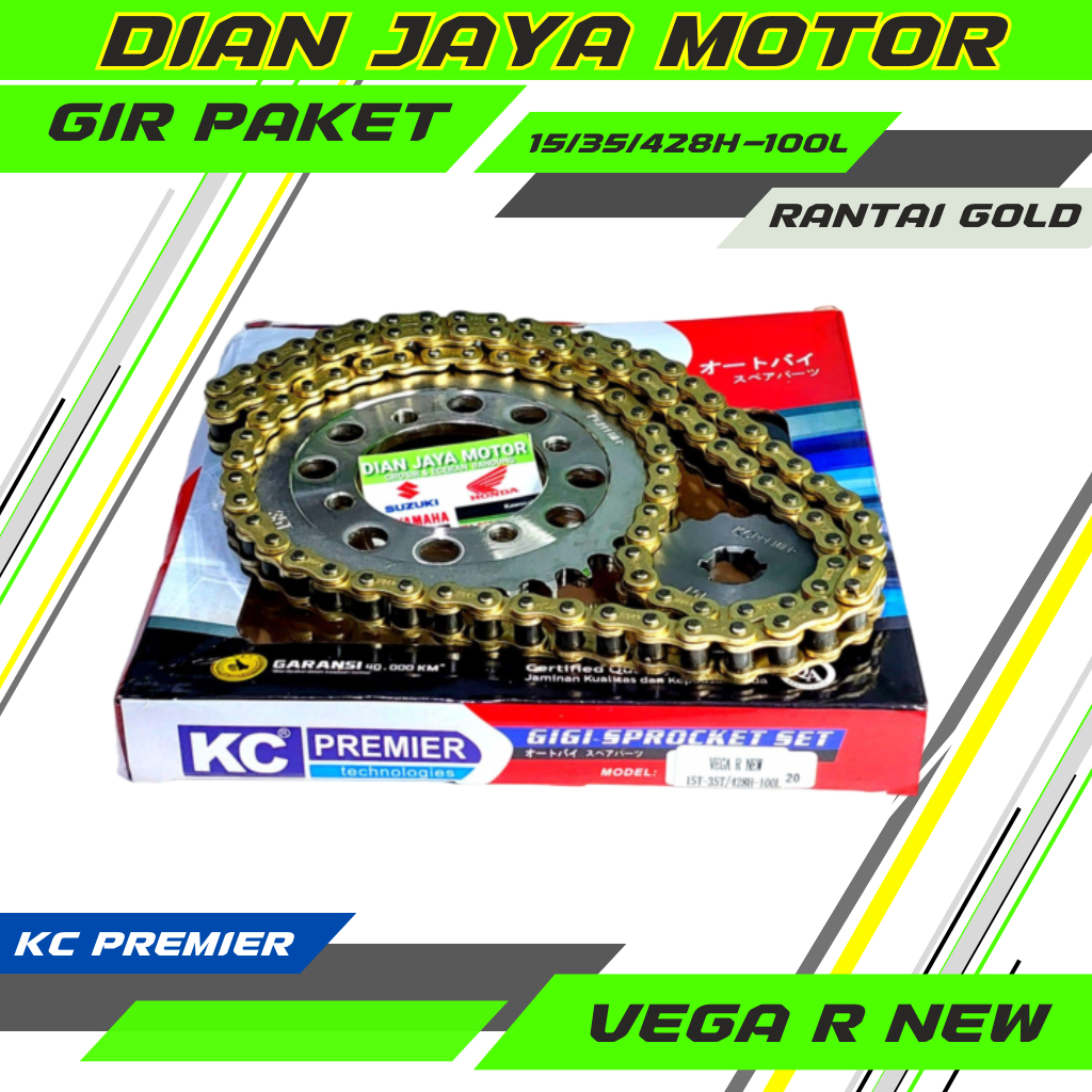 Jual KC Premier GIRSET YAMAHA VEGA R NEW 2006 2007 15T/35T 428H-100L rantai GOLD TYPE SSS GIR ...