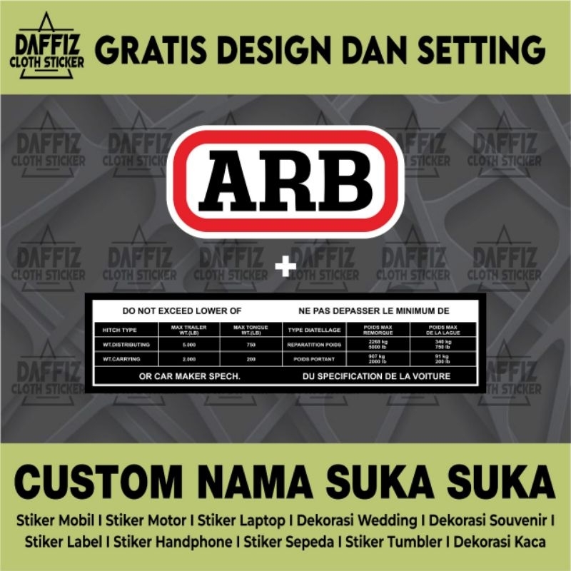 Jual STICKER ARB TOWING VINYL | STICKER VINYL CUSTOM | Shopee Indonesia