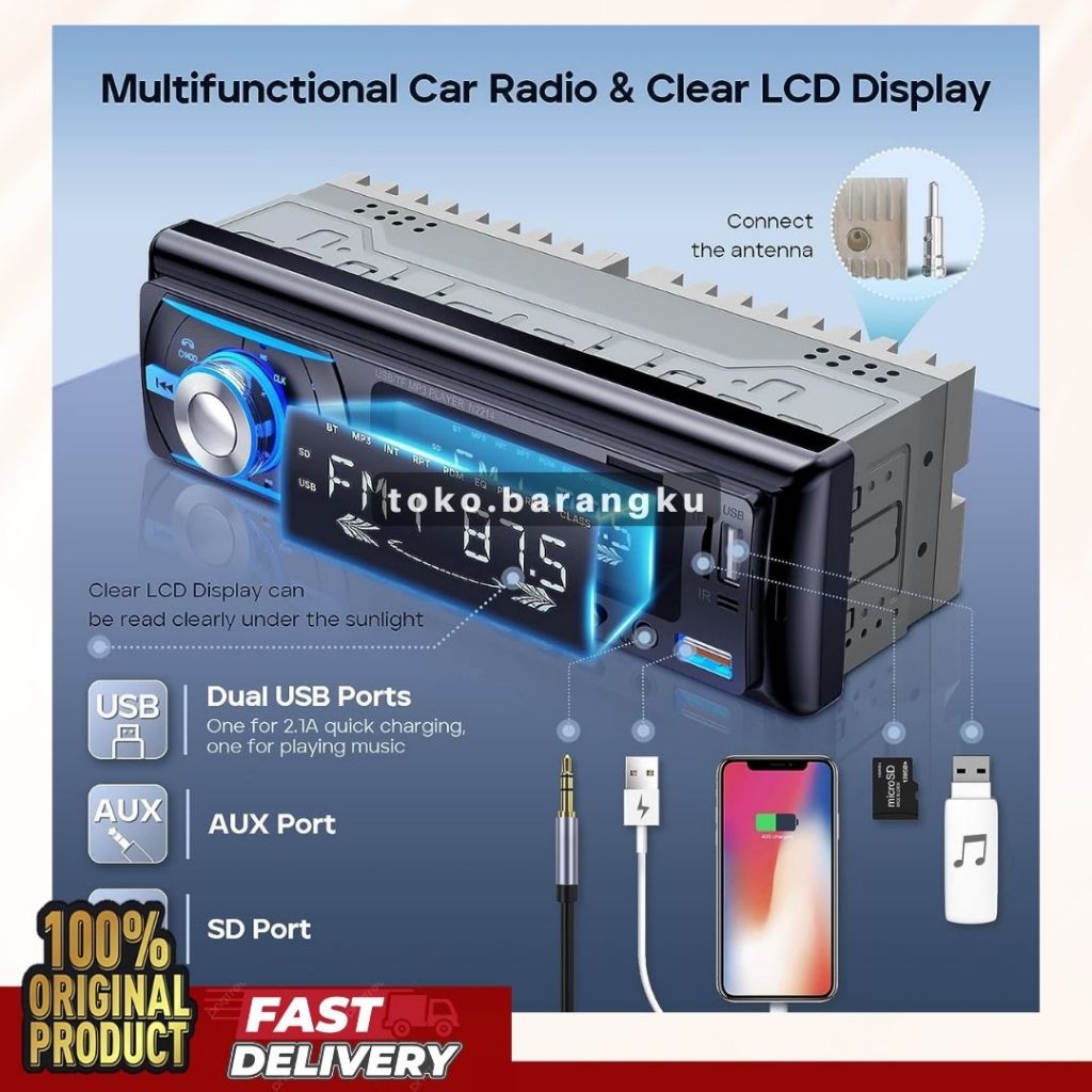 Jual ORIGINAL Tape Audio Radio Mobil Multifungsi Bluetooth USB MP3 FM ...