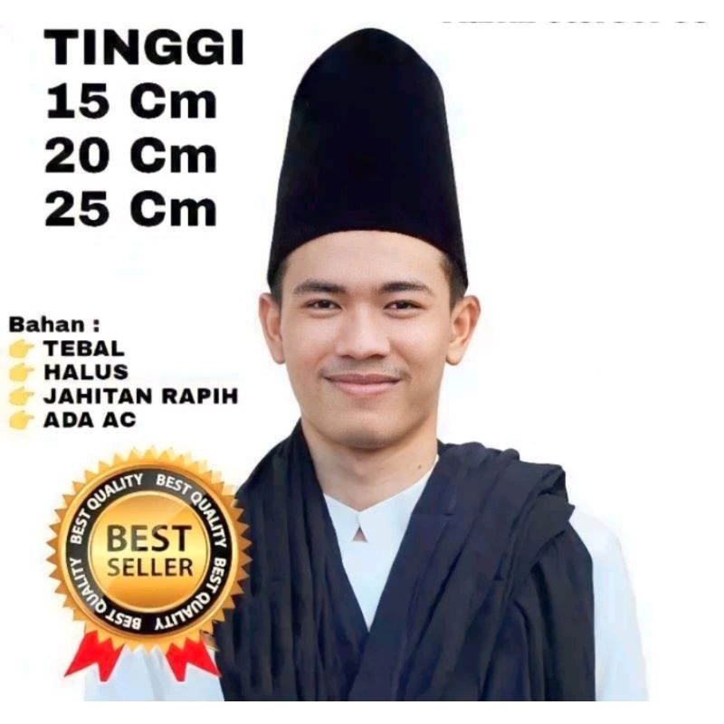 Jual Songkok Hitam Polos Tinggi 20cm - Peci Kopiah Songkok Presiden ...