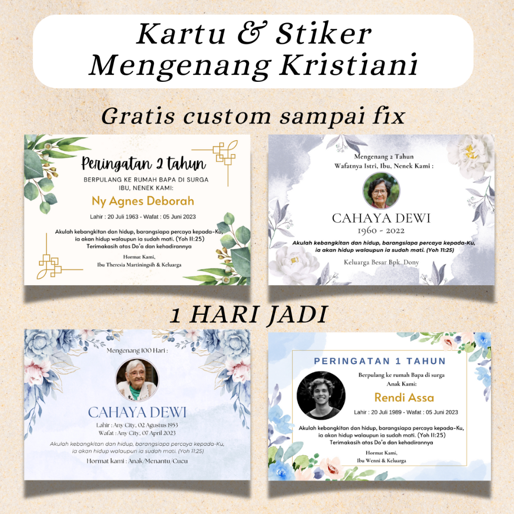 Jual KARTU MENGENANG MENINGGALNYA KRISTIANI, KARTU UCAPAN KRISTEN ...