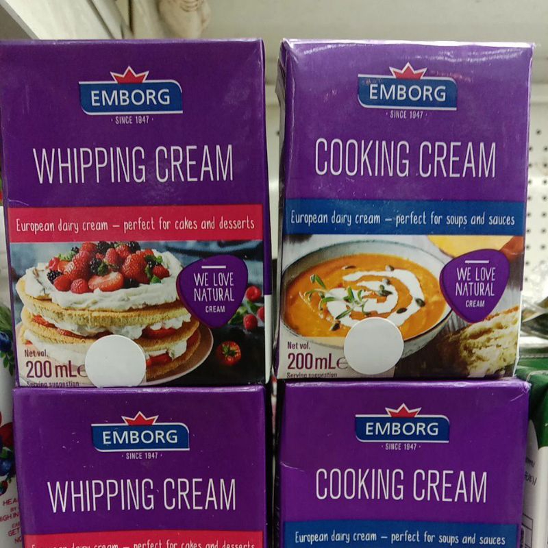 Jual EMBORG WHIPING CREAM, COOKING CREAM 200ml | Shopee Indonesia