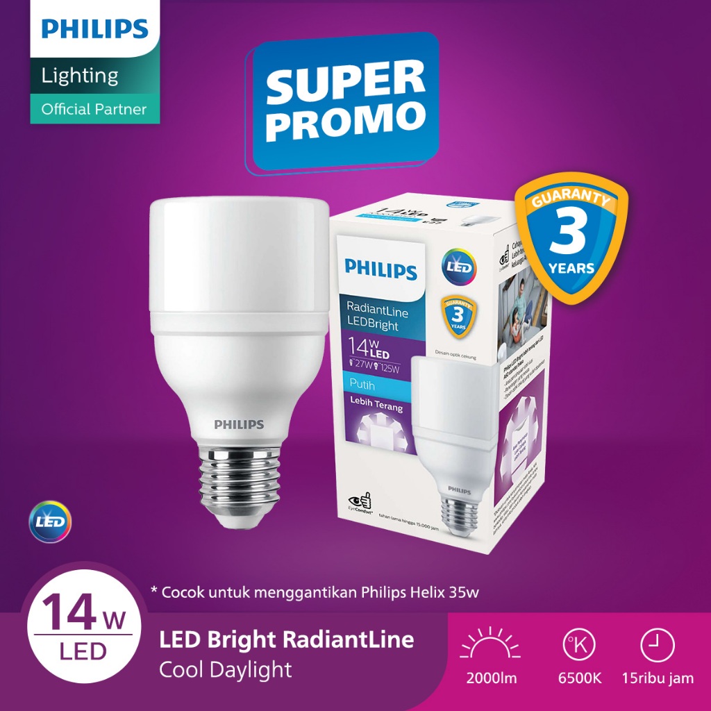 Jual Philips Lampu Radiantline LEDBright 14W E27 6500K 230V Putih | Shopee Indonesia