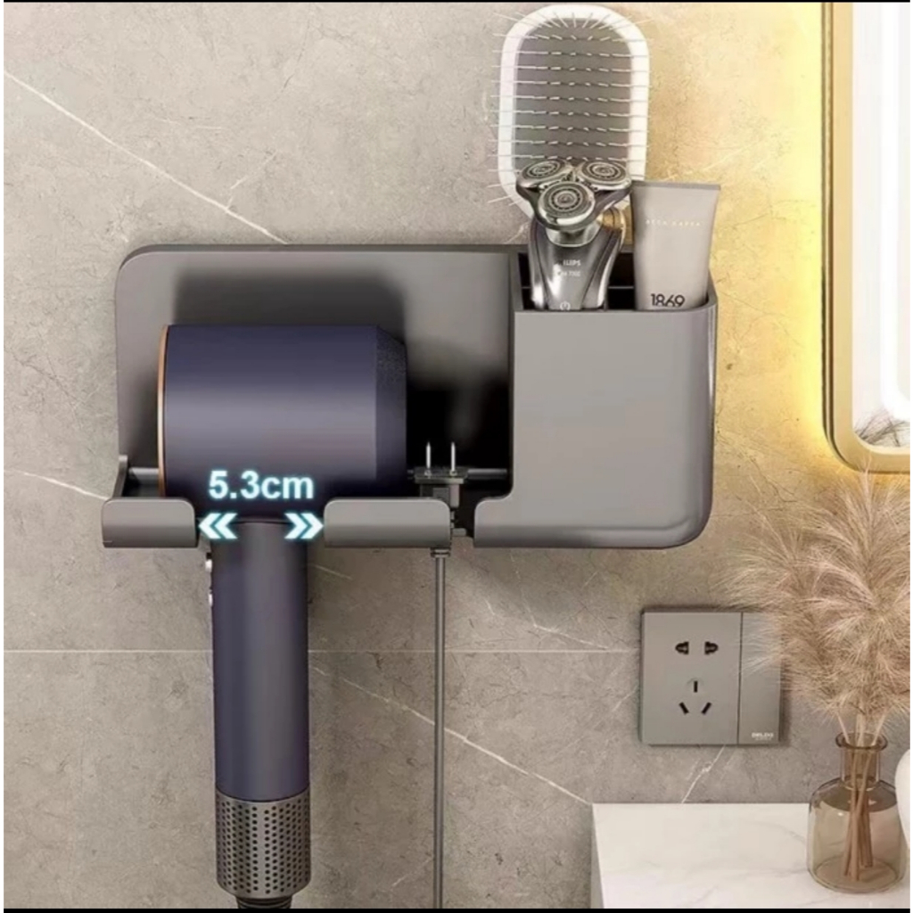 Jual gantungan hair dryer kamar mandi / Rak tempat pengering rambut R025 | Shopee Indonesia