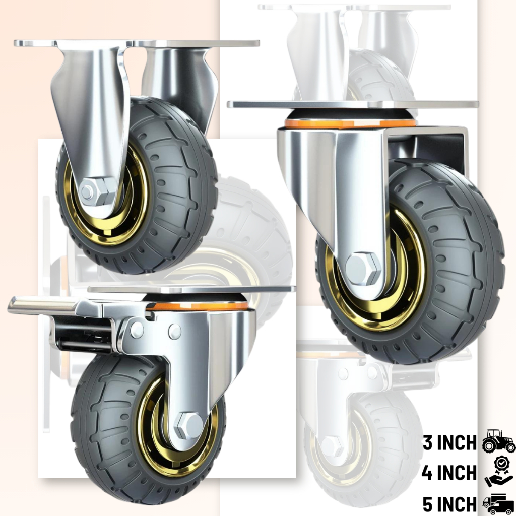 Jual RODA TROLY ROLY RUBBER HITAM DOUBLE BEARING HEAVY DUTY 3 INCH 4 ...