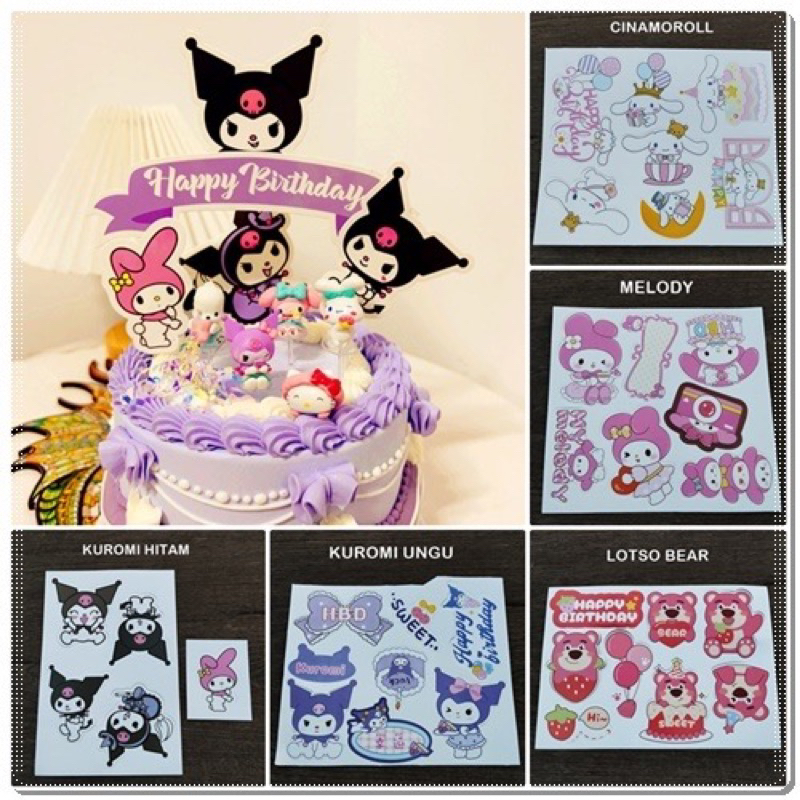 Jual Cake topper kertas karakter sanrio my melody kuromi cinnamoroll ...