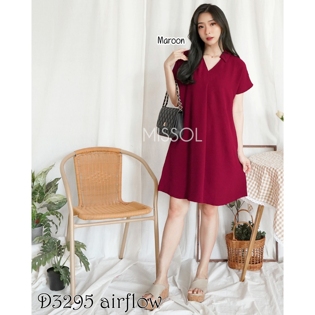 Jual MISSOL dress polos casual lengan pendek midi 3295 D3295 | Shopee ...