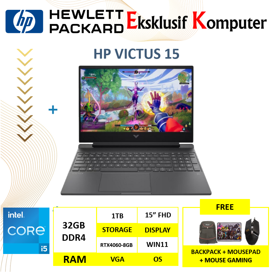 Jual Promo Laptop Gaming Baru HP Victus 15 Intel i5 12500H 32GB 1TB SSD ...