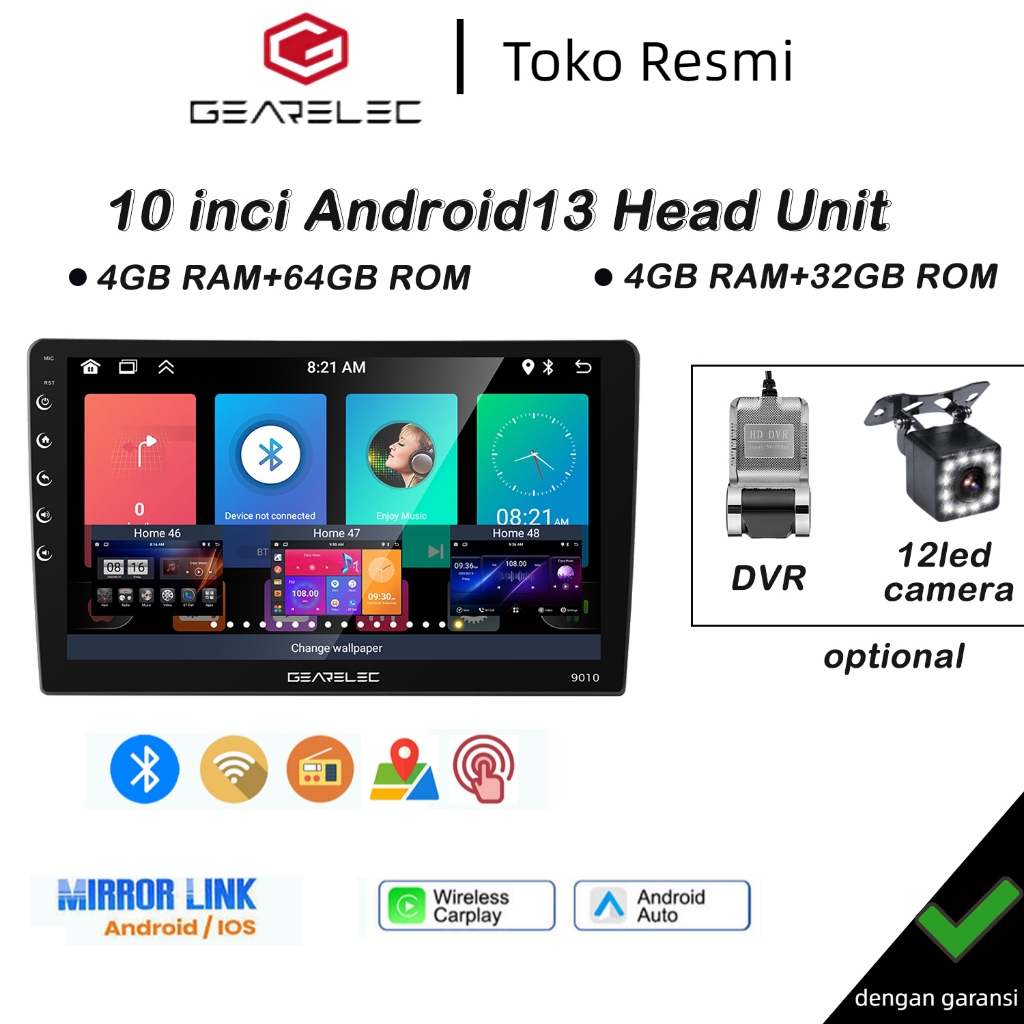 Jual GEARELEC Double Din Universal Android13 Head Unit 10inci 4+64G ...