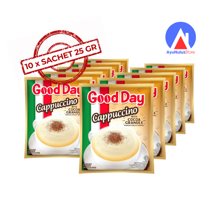 Jual Kopi Good Day Cappuccino Paket 25 gr x 10 bungkus | 1 Renteng Cappuccino Dengan Coklat ...