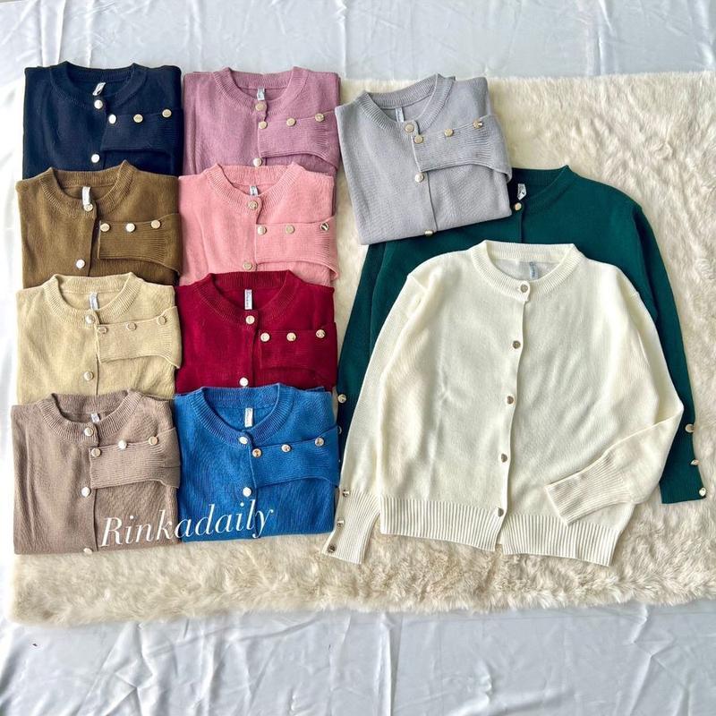Jual Starla Cardigan Basic Kancing Gold Tebal Premium | Shopee Indonesia