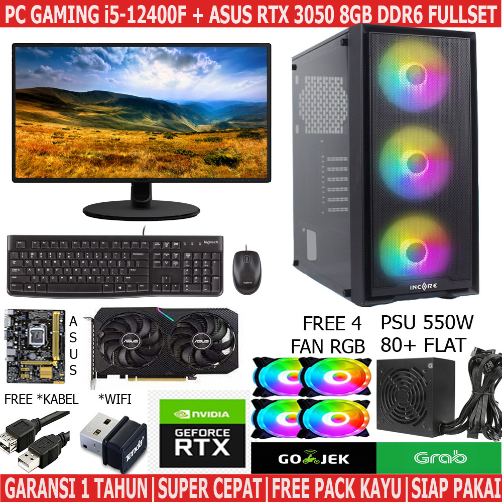 Jual PAKET LENGKAP PC/CPU/KOMPUTER RAKITAN GAMING i5 12400F ASUS RTX 3050-8GB OC RAM 32GB ...