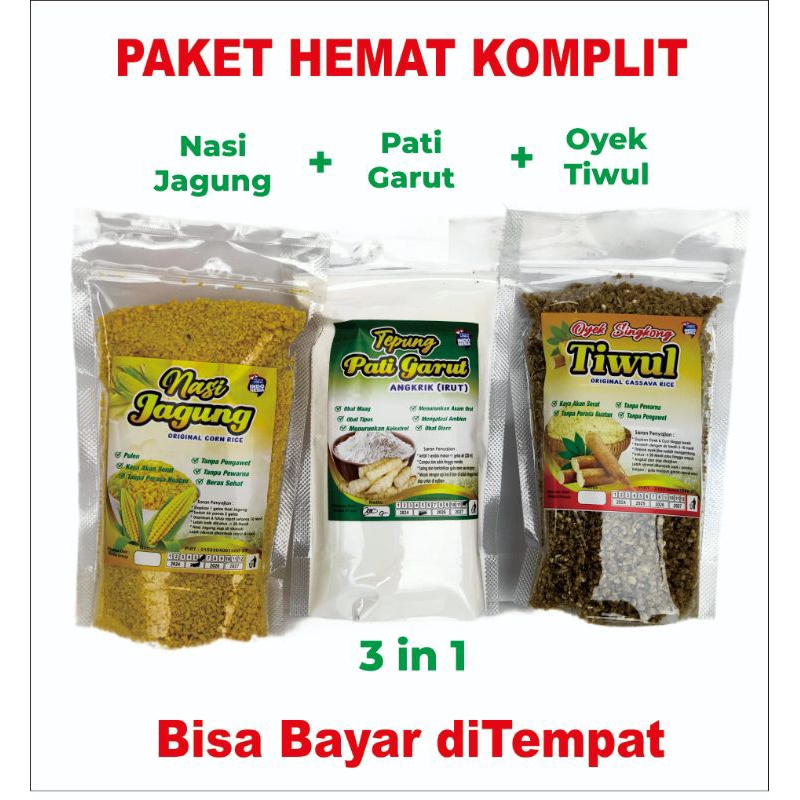 Jual Paket isi 3 - Oyek tiwul + nasi jagung + Pati irut (Pati Garut ...