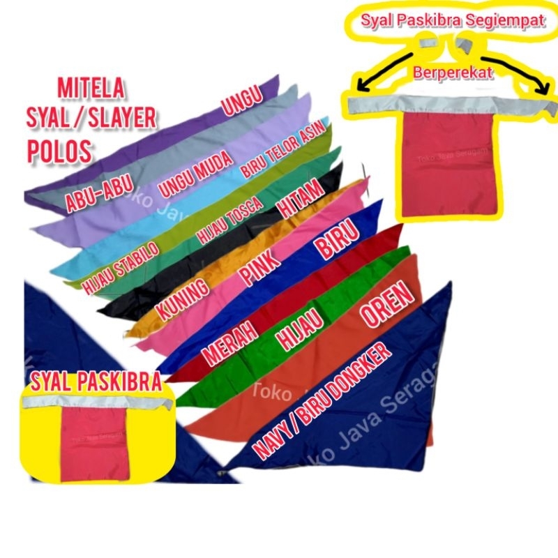 Jual Syal Mitela Segitiga Polos Slayer Paskibra Warna Biru Navy Kuning ...
