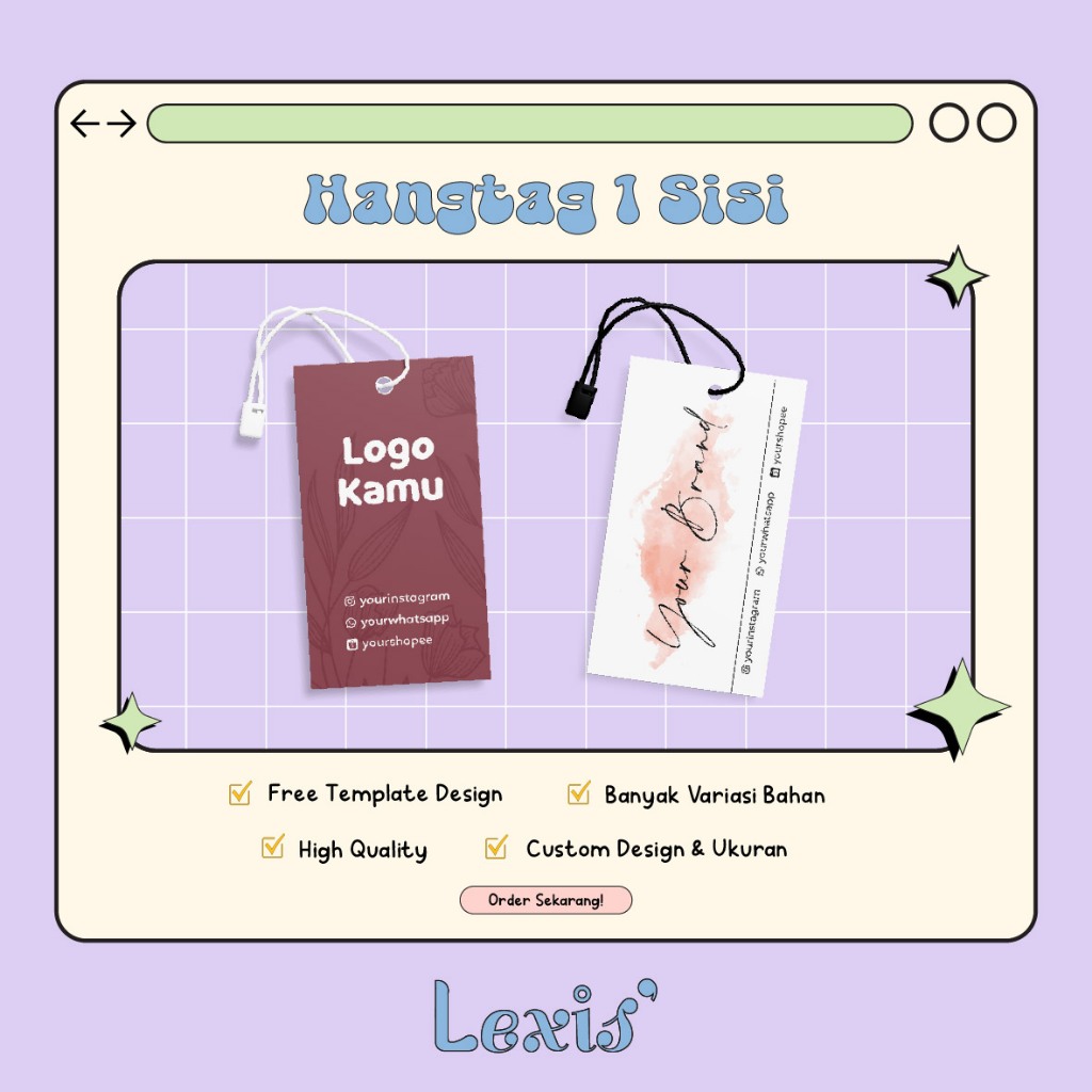 Jual Hang Tag Baju 1 Sisi (FREE DESIGN) - Label Baju - Cetak Hang tag ...