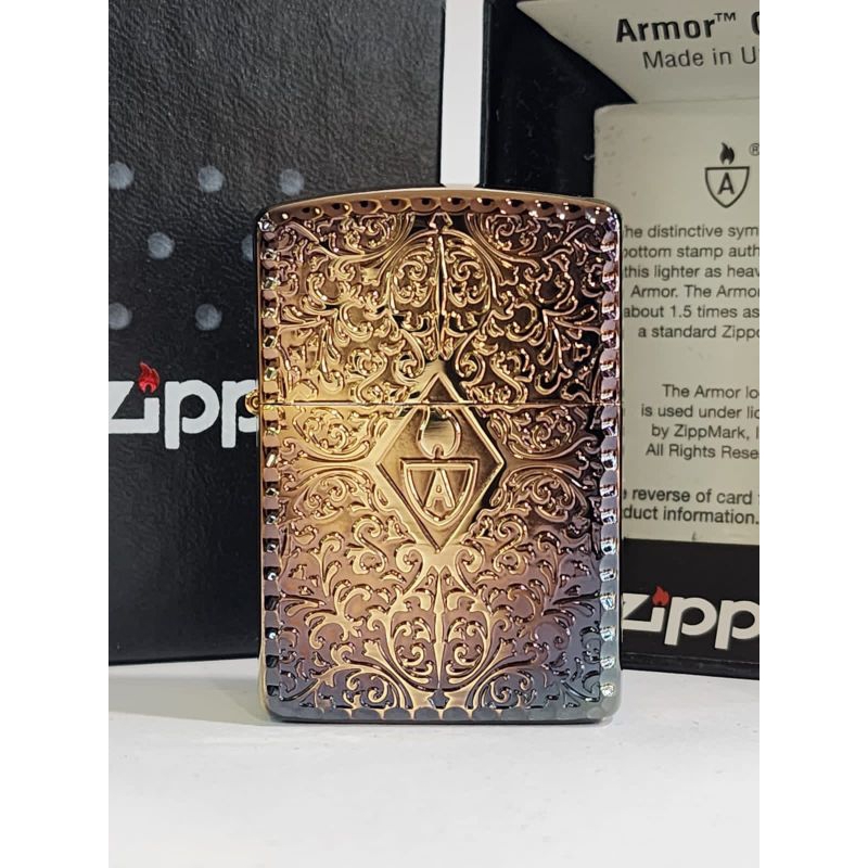 Jual Original Zippo Armor Bordir Oxidized Mosaic Armor Logo 2 sisi | Shopee Indonesia