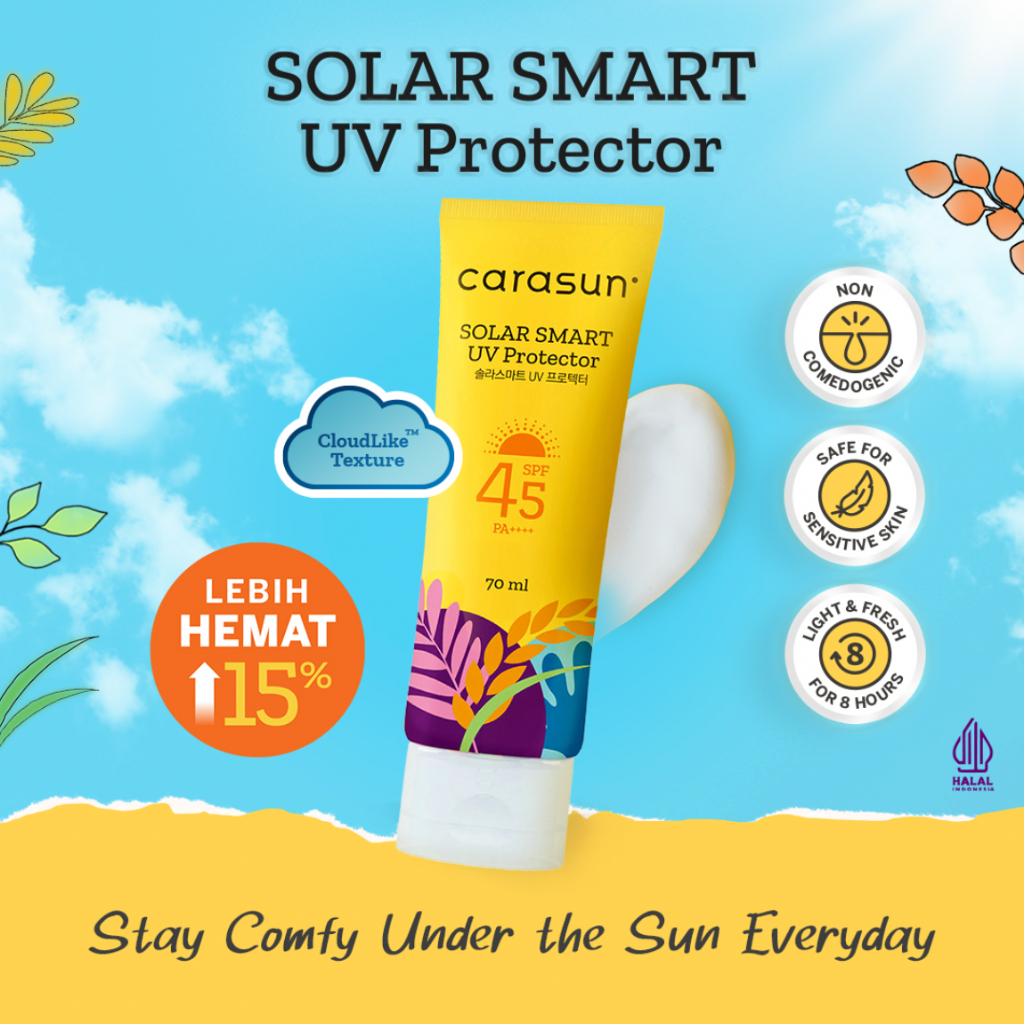 Jual Carasun Solar Smart UV Protector SPF 45 PA++++ Sunscreen, Size - 70ml | Shopee Indonesia