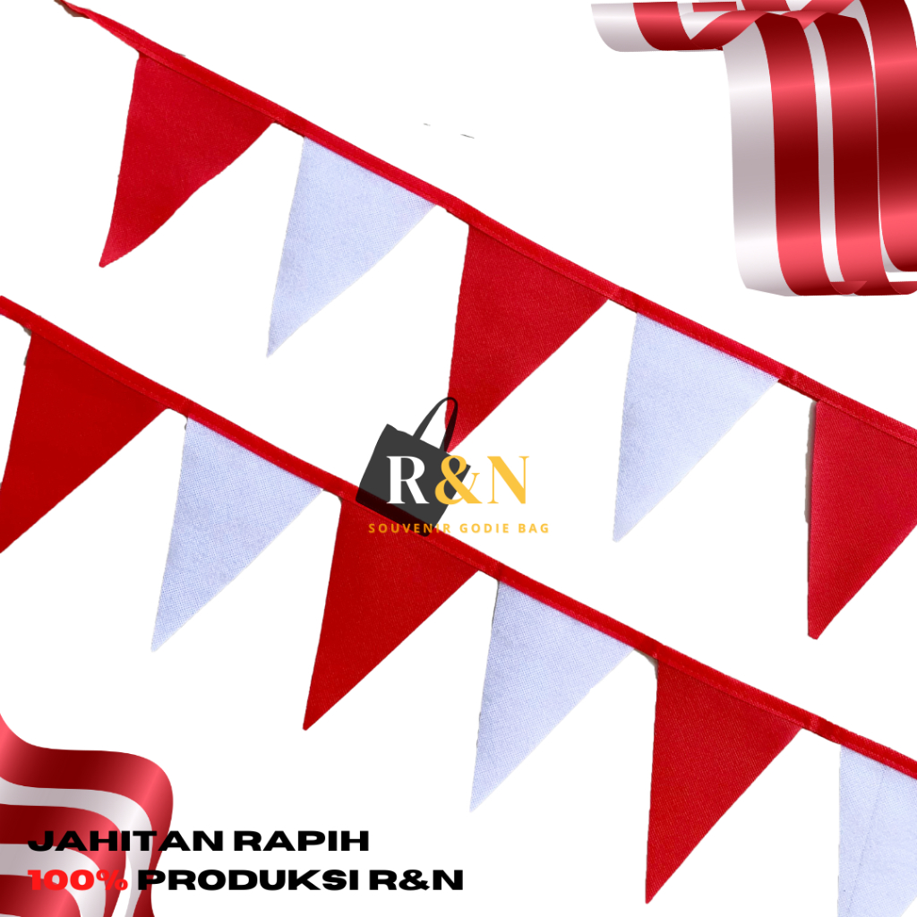 Jual ISI 40 Bendera / Banner Merah Putih SEGITIGA Warna / Hut RI / Kemerdekaan/ Dirgahayu /Umbul ...