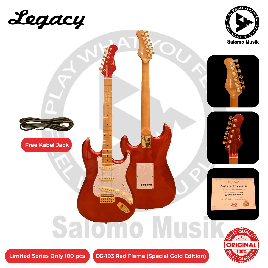 Jual Gitar Elektrik Legacy EG103 Red Flame Special Anniversary Gold ...