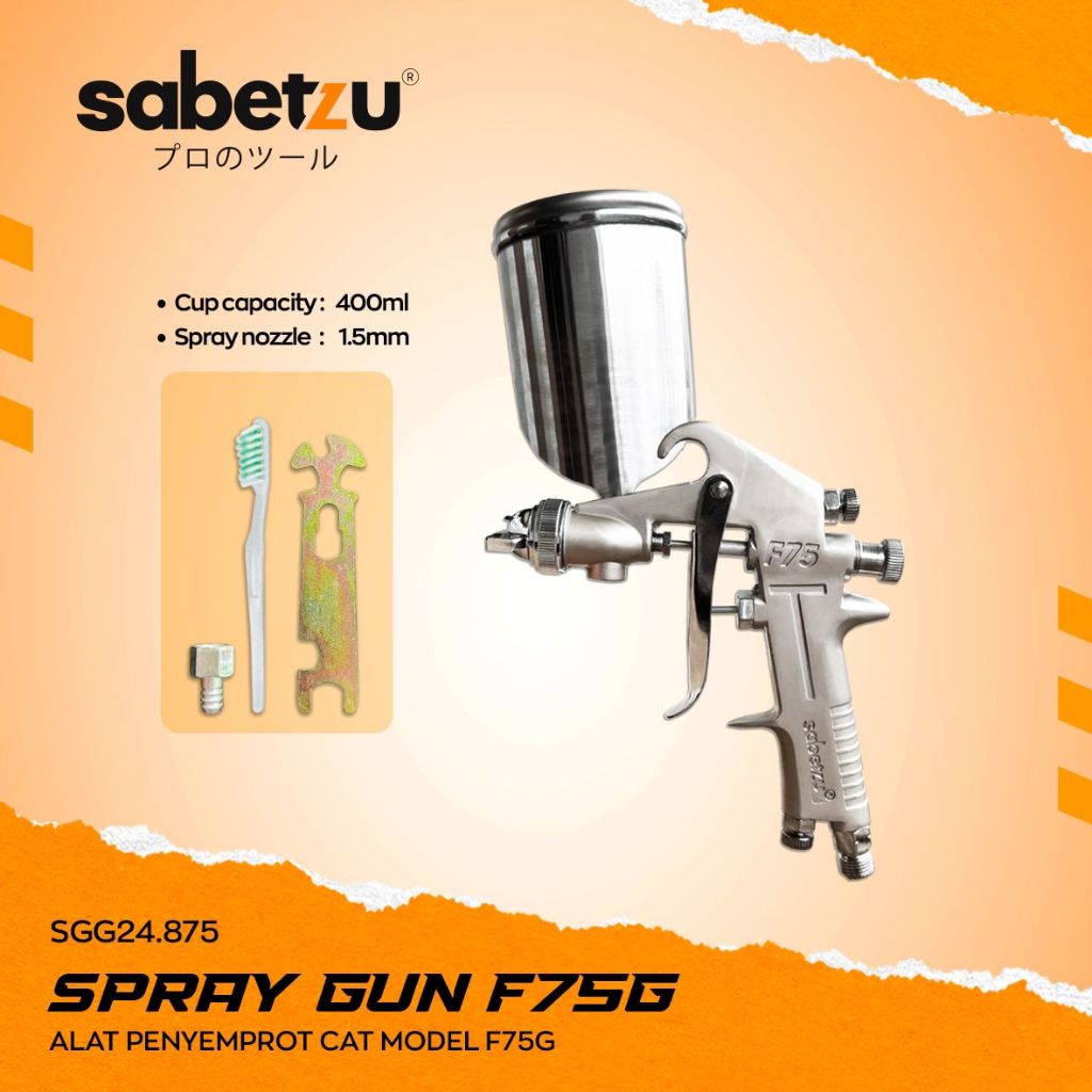 Jual SABETZU Spraygun F75G Tabung Atas 400ML - Alat Semprot Cat Mobil ...