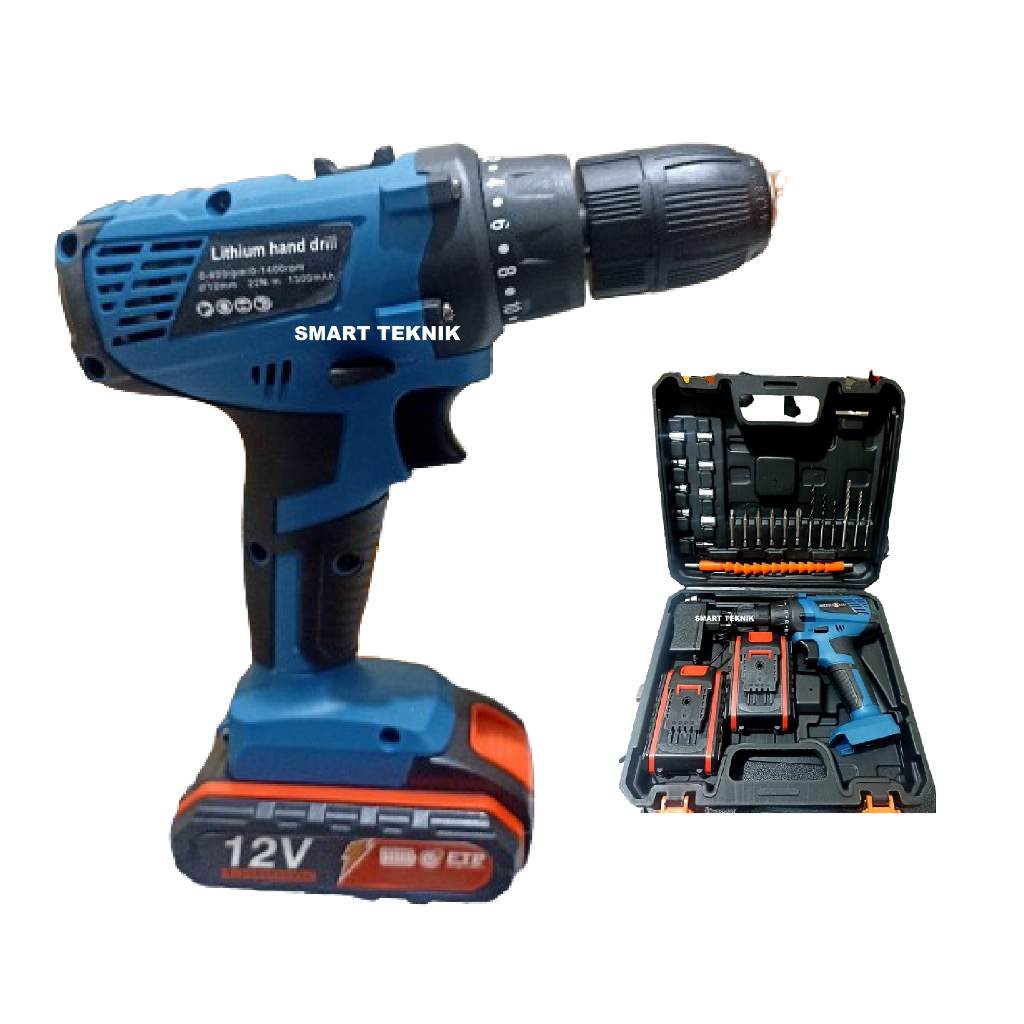 Jual bor batre 12 v CORDLESS DRILL mesin bor tembok 2 baterai | Shopee ...