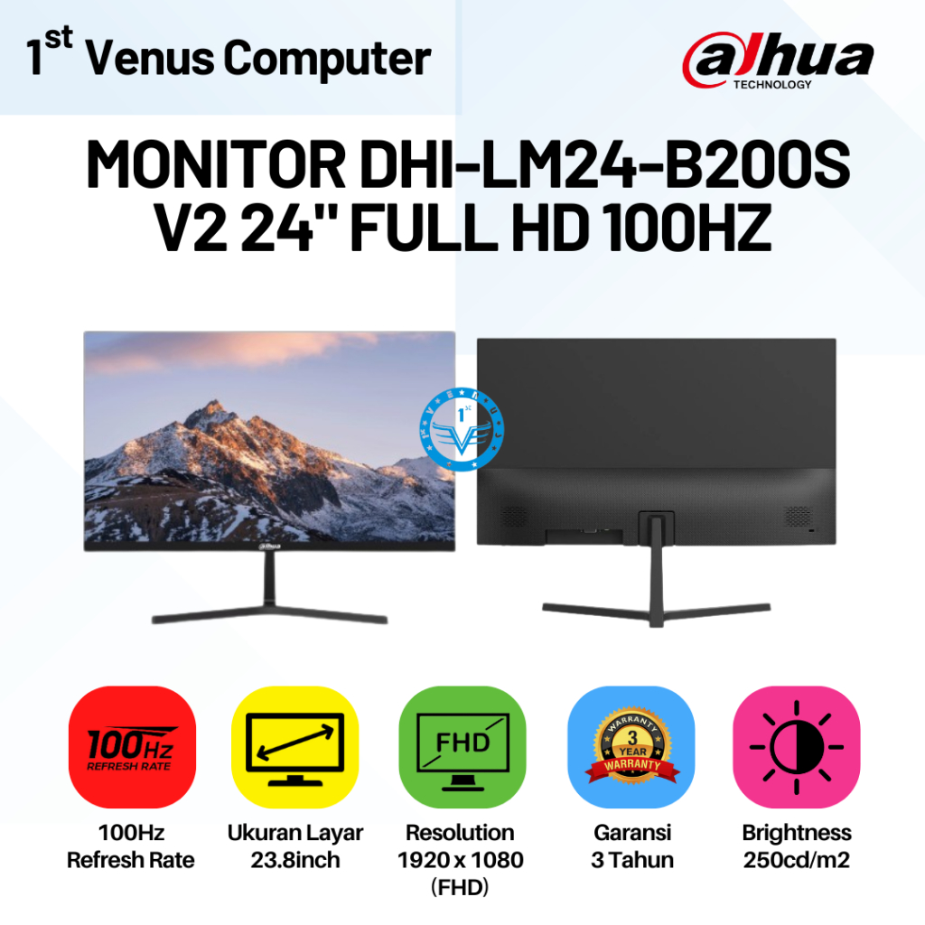Jual Monitor DHI-LM24-B200S V2 24" Full HD 100Hz HDMI VGA Speaker | Shopee Indonesia