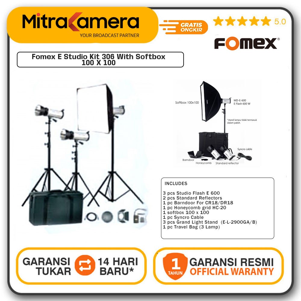 Jual Fomex E Studio Kit 306 With Softbox 100 X 100 | Shopee Indonesia