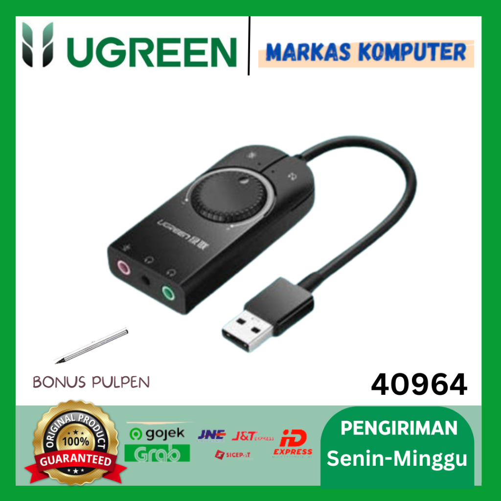 Jual Ugreen USB external Stereo Sound Adapter 15cm Black-40964 | Shopee Indonesia