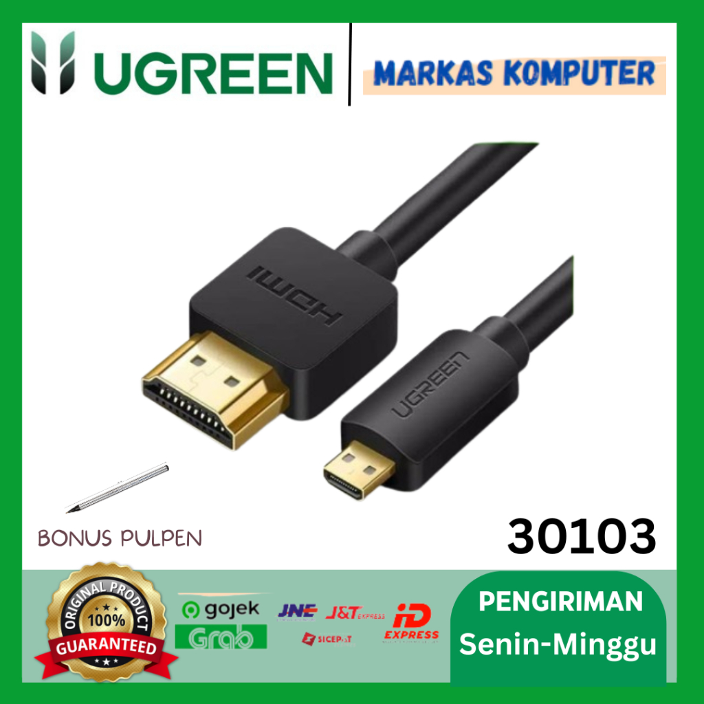 Jual Ugreen Micro HDMI to HDMI cable 2M Black 30103 | Shopee Indonesia
