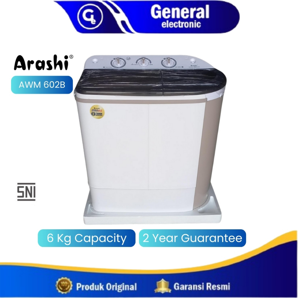 Jual Mesin Cuci ARASHI 2 Tabung AWM 602B - 6 KG Low Watt Garansi Resmi | Shopee Indonesia