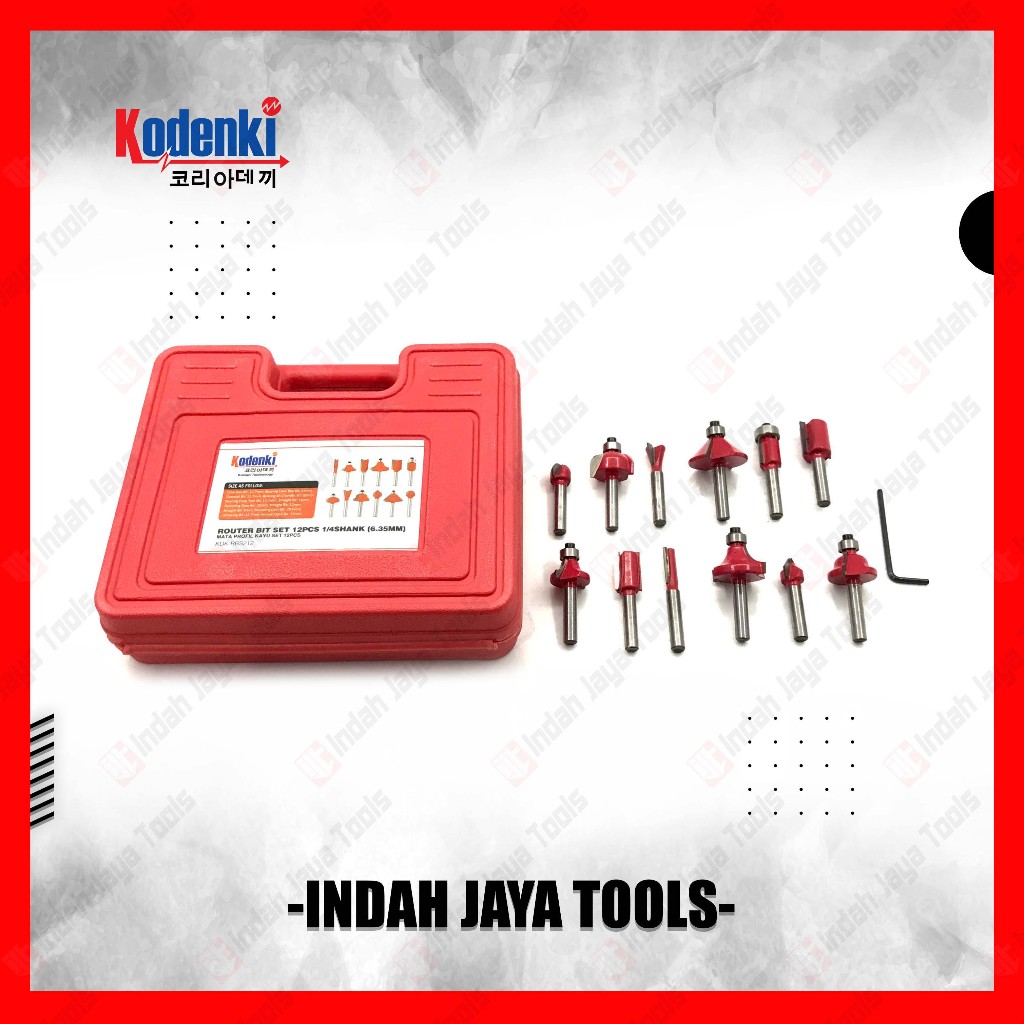 Jual KODENKI RBS212 Router Bit Set 12 Pcs - Mata Profil Set Trimmer ...