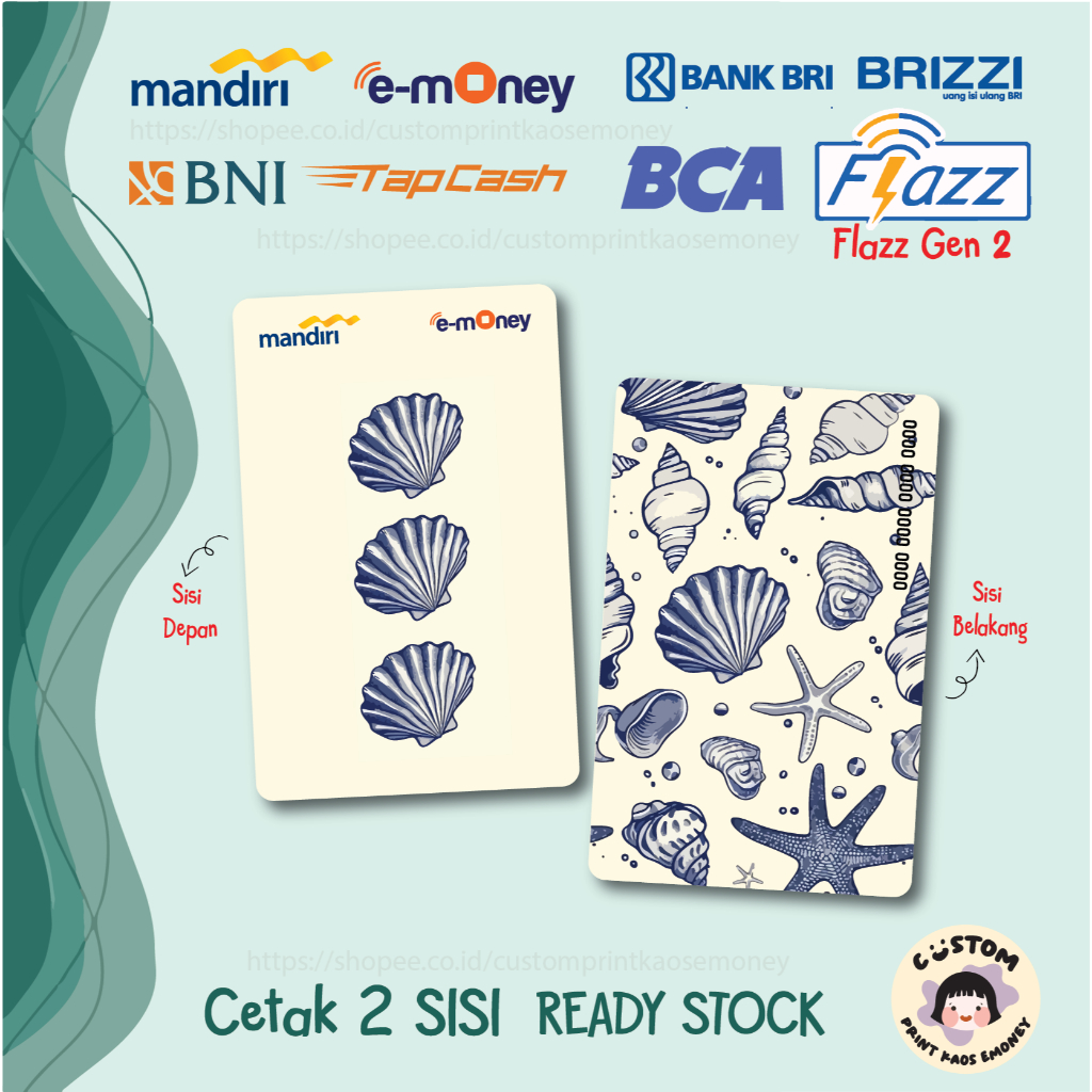 Jual KARTU E MONEY E TOLL ANIMAL KERANG LAUT SEASHELL BEAUTIFUL PANTAI ...