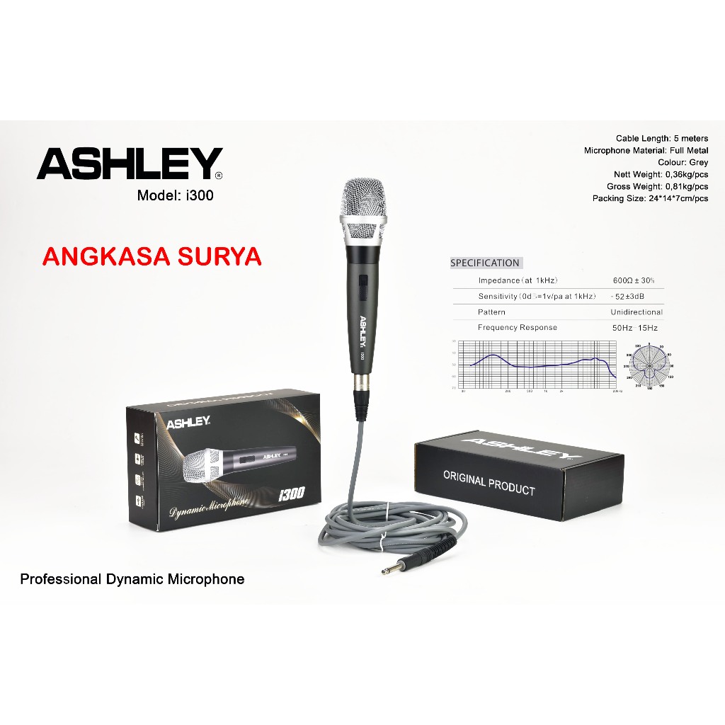 Jual Mic Kabel ASHLEY I300 / I 300 ORIGINAL Microphone Ashley i300 ...