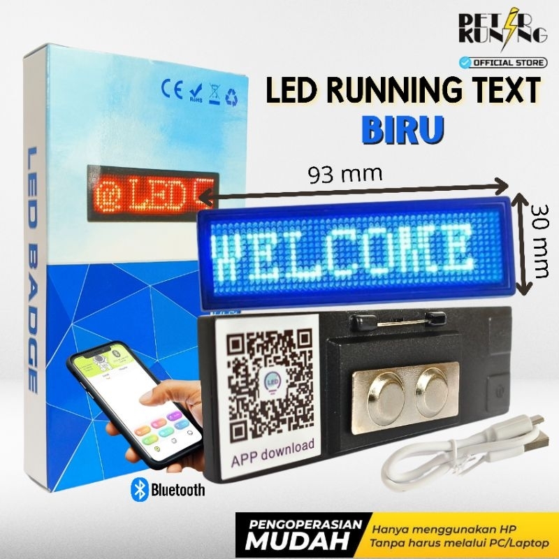 Jual Nametag LED Mini Custom Bluetooth / Papan Lampu LED / Name tag LED ...