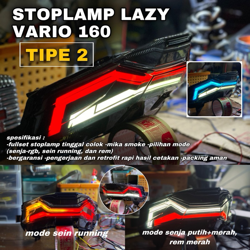 Jual stop lamp lazy vario 160 - 2 in/3in - TIPE 2 | Shopee Indonesia