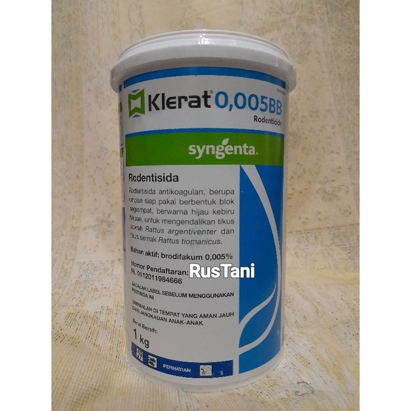 Jual Rodentisida KLERAT 0.005BB 1KG Bahan aktif : Brodifakum 0.005% ...