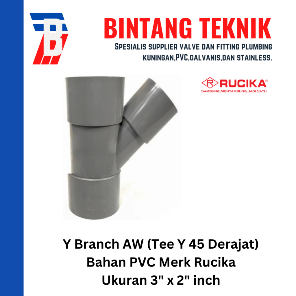 Jual Vlok Tee Y Branch PVC Rucika 3" x 2" - AW (Tebal) | Shopee Indonesia