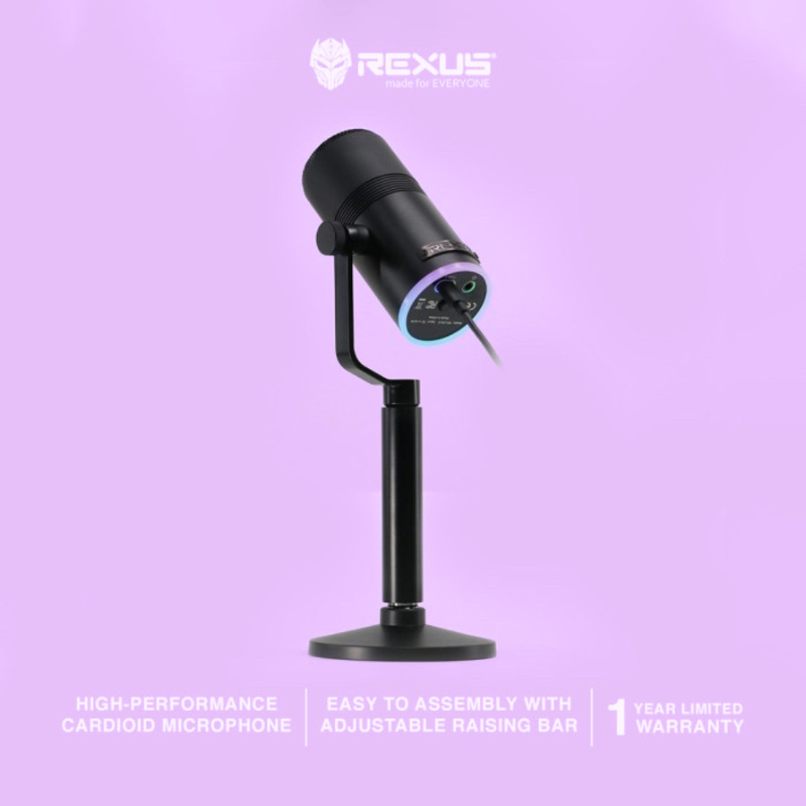 Jual Mic Rexus Snare CM10 Microphone CM-10 Cardioid RGB Condenser USB ...