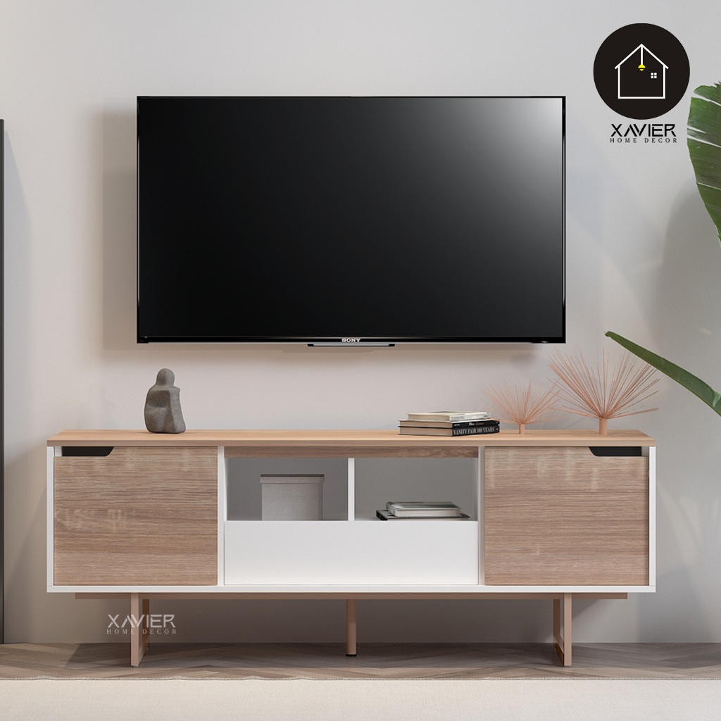 Jual Meja TV LUKE Minimalis Modern + Lemari Serbaguna - Rak TV 2in1 Pintu 180° Xavier Home Decor ...