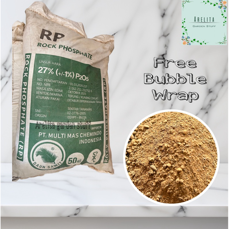 Jual Pupuk RP Rock Phosphate merk Daun sawit P2O5 : 27% repack 1kg ...