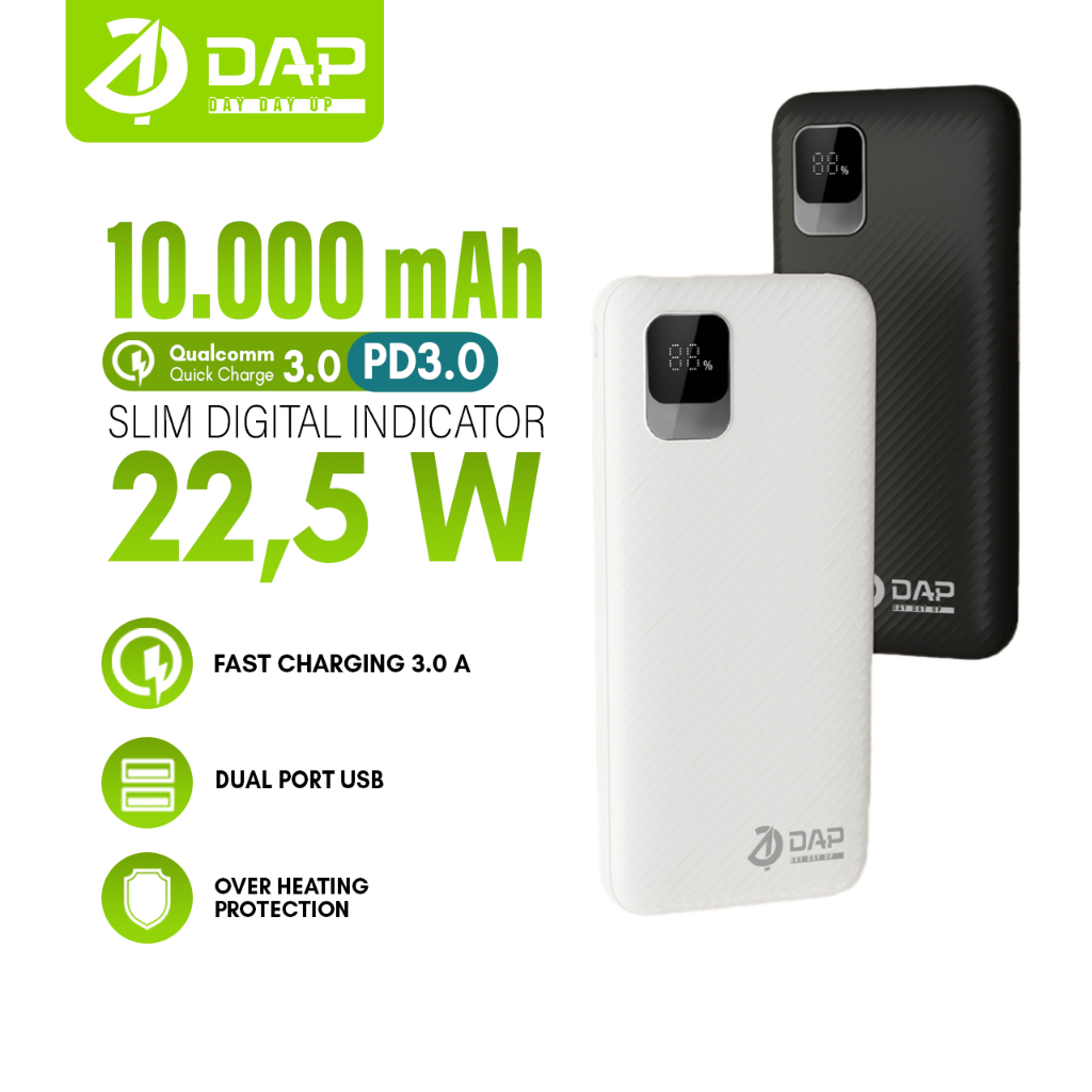Jual Powerbank DAP D-PB103 10.000mAh 3.0A 2 Input & 3 Output - Type C Mutifungsi - Garansi 1 ...