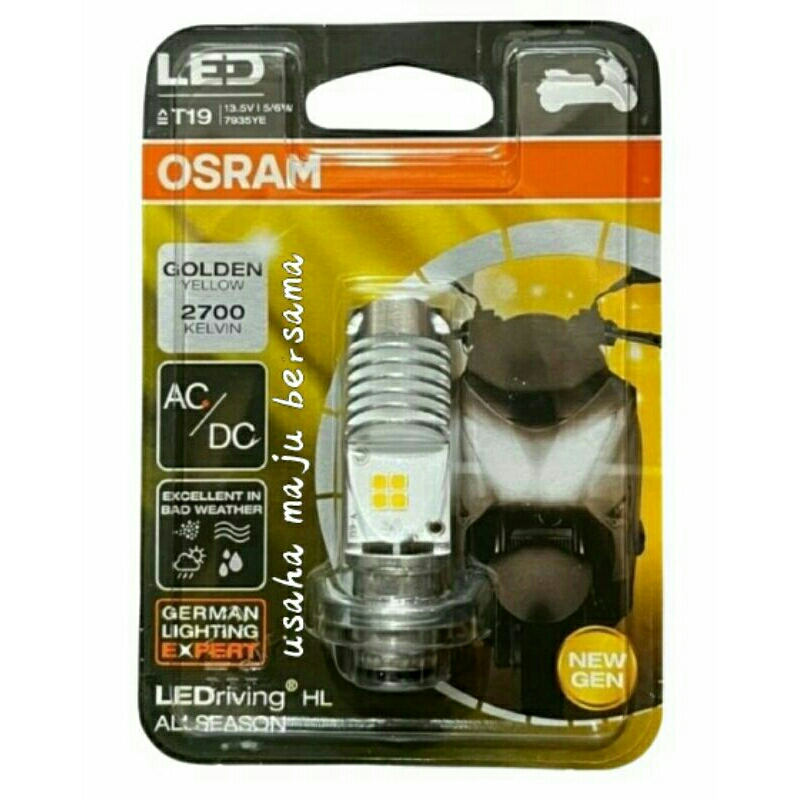 Jual Lampu Utama Depan LED Motor Osram Warna KUNING/YELLOW Matic/Bebek AC/DC T19 M5 H6 7935YE ...