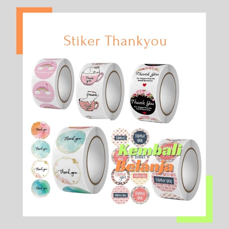 Jual Stiker Thankyou 1 Roll ( Isi 500 Pcs )/ Stiker Label Makanan ...
