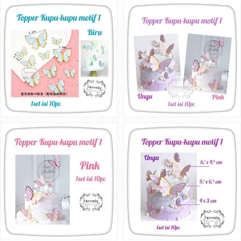 Jual cake topper kupu kupu motif 1 13 hiasan aksesoris kue tart ...